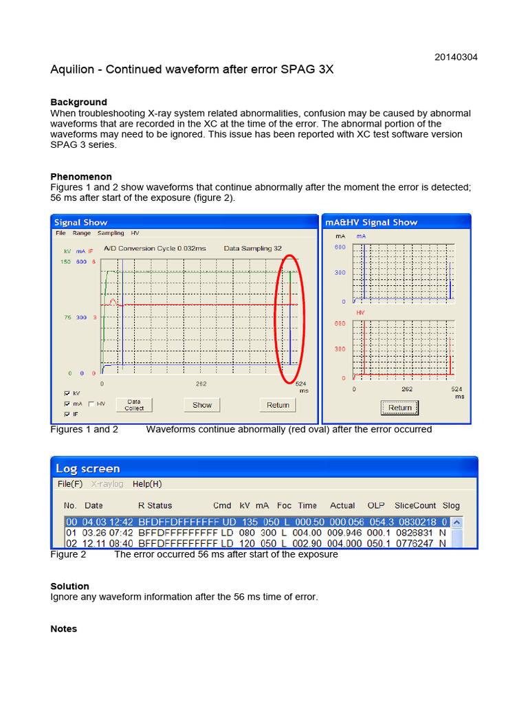 Abnormal Waveform Handling in Aquilion X-ray | PDF