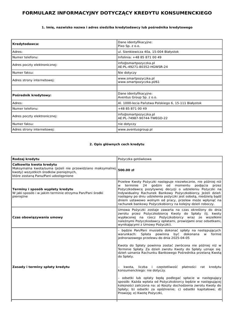 Formularz Informacyjny | PDF