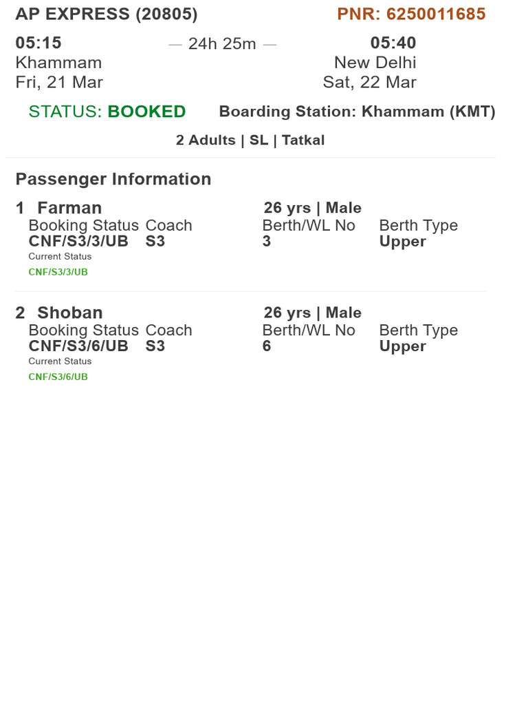 Booked: Status | PDF