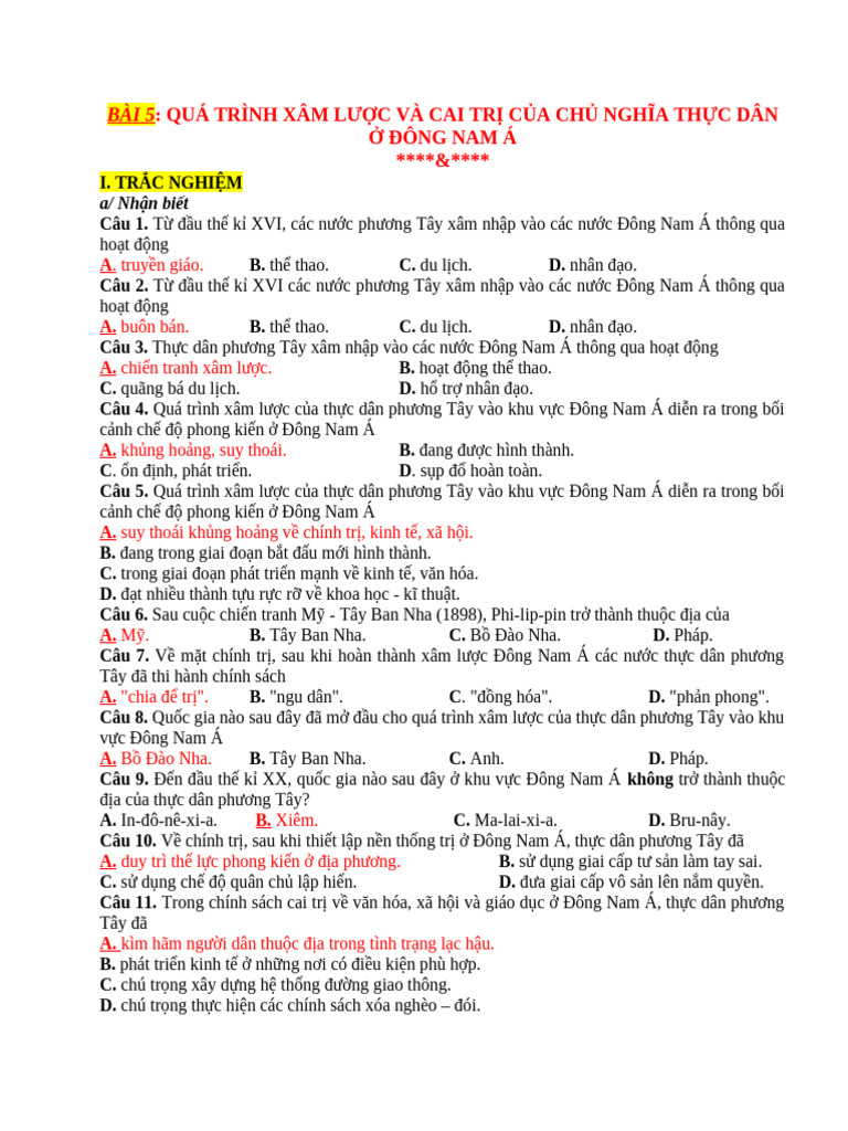 Gv-câu Hỏi Ôn Tập -Ktra Gk 2-Khối 11 | PDF