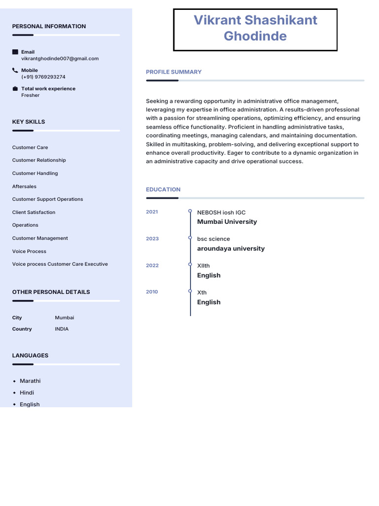 NAUKRI - VIKRANT - SHASHIKANT - GHODINDE - 1738083693309 - Vikrant Shashikant Ghodinde | PDF