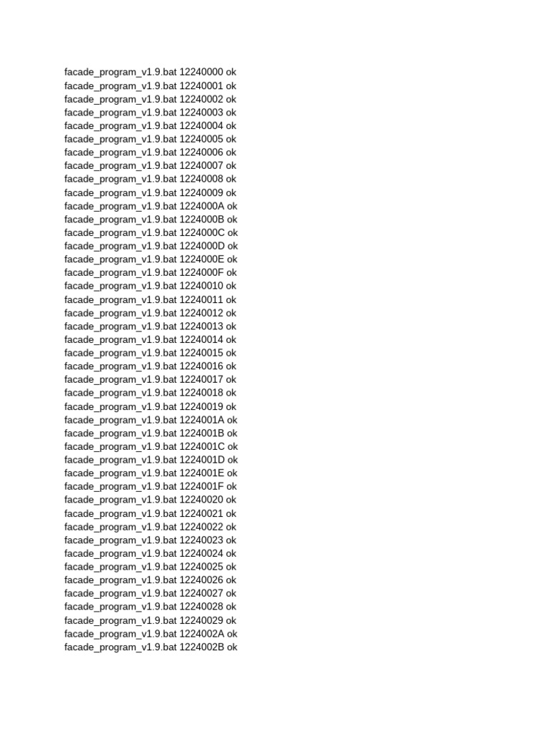 Facade Program Version 1.9 Log | PDF