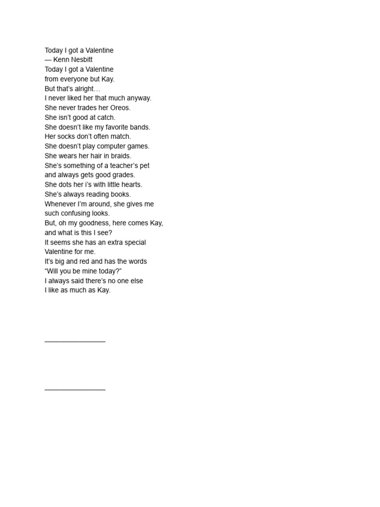 Valentine's Day Poem | PDF