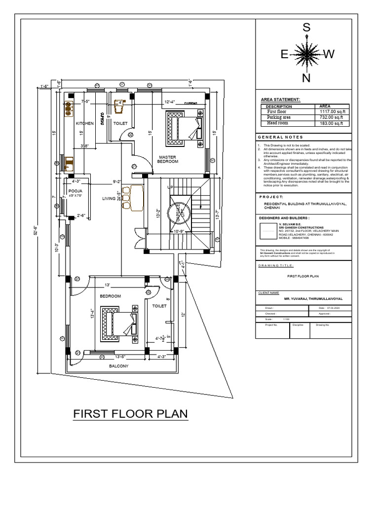 REVISED FIRST FLOOR PLAN FOR YUVARAJ-Model | PDF