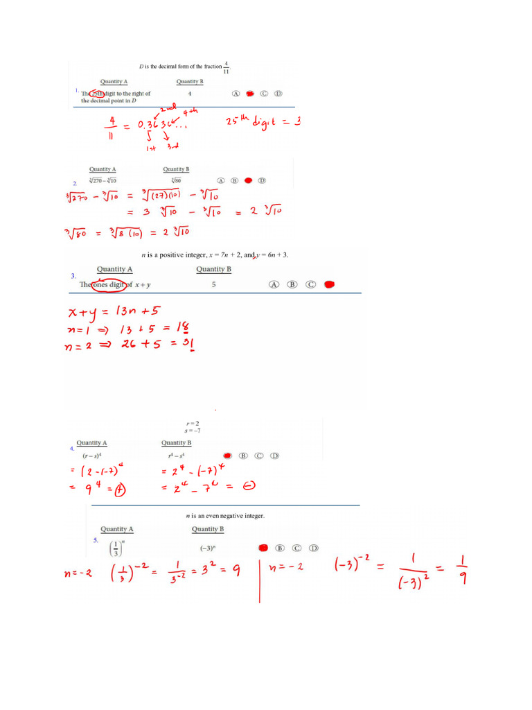 Answer for Arithmetic | PDF