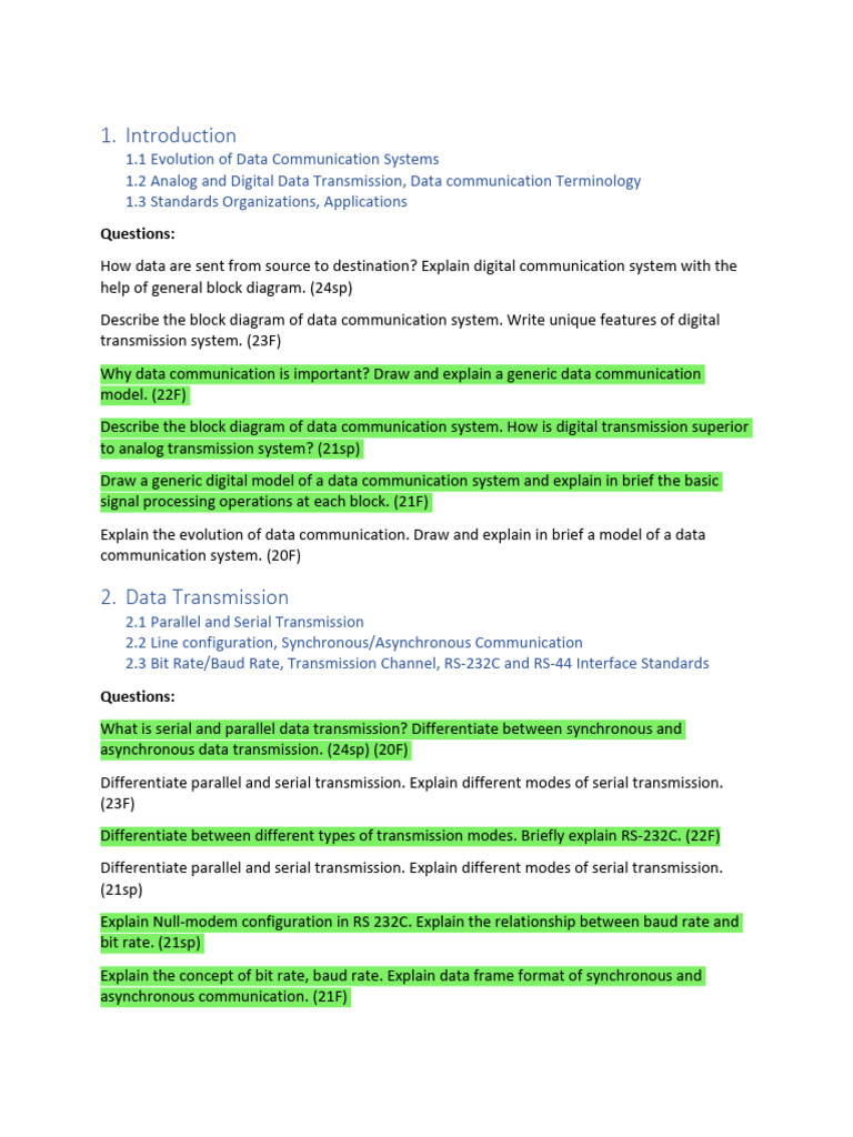 Chapter Wise QN SN Syl Lab Us | PDF | Modulation | Computer Network