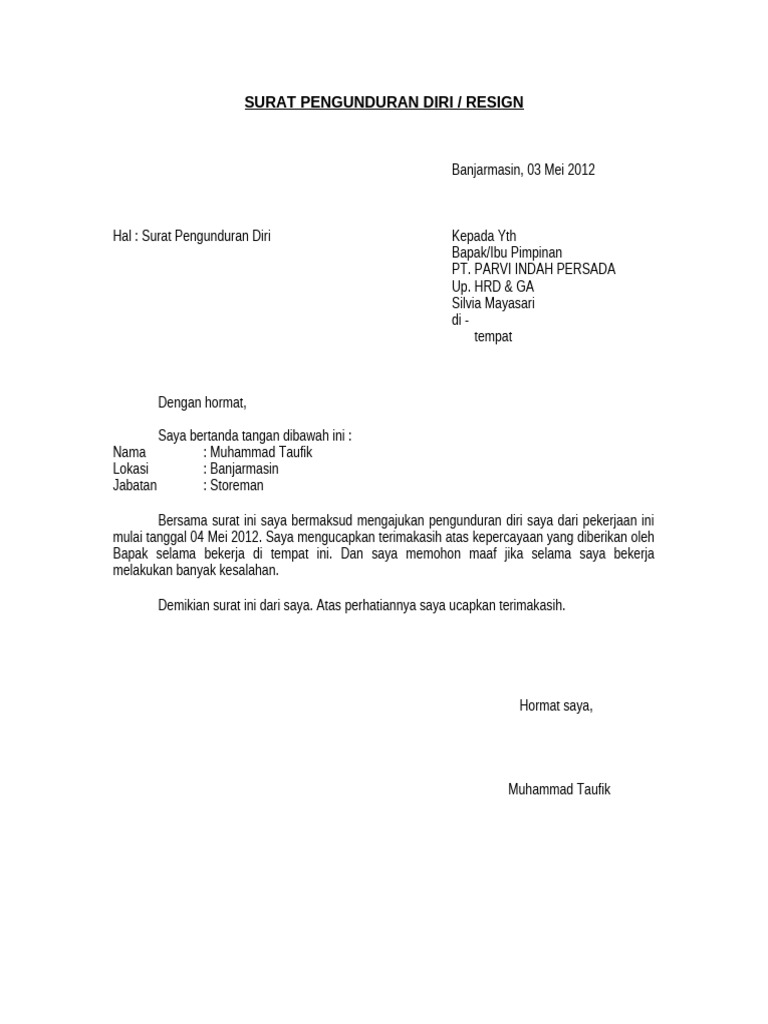 Surat Resign | PDF
