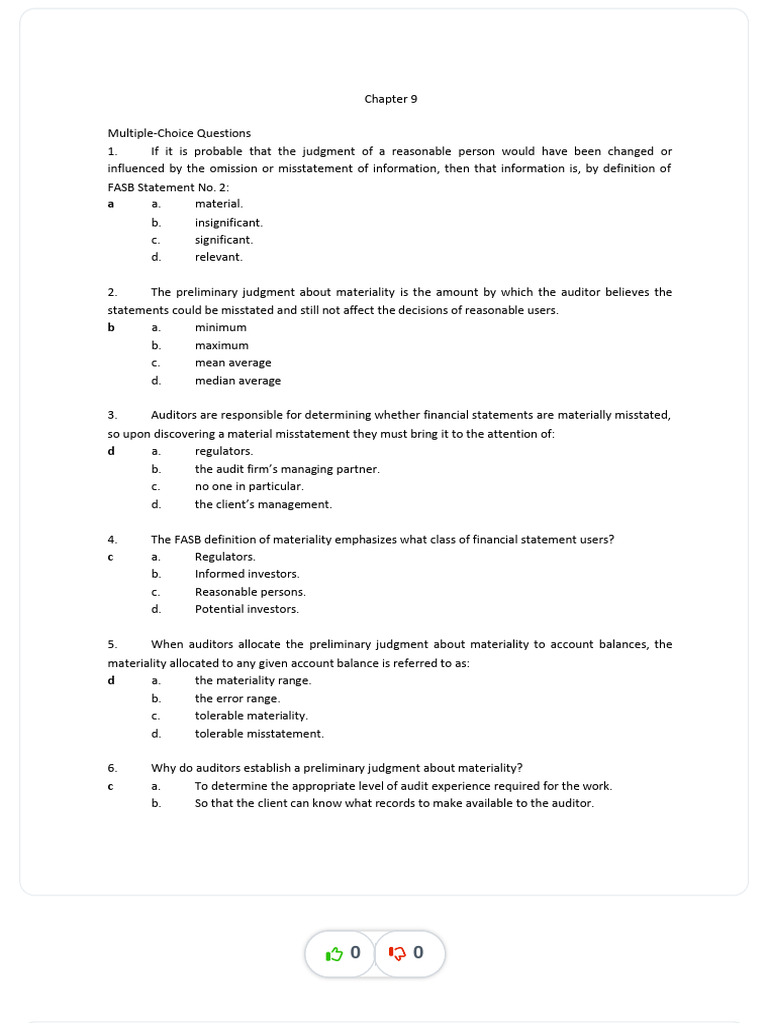 Auditing Theory Quizzer Compress | PDF | Audit | Risk