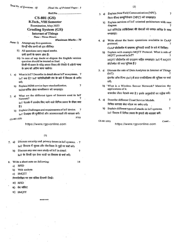 Cs 801 Internet of Things May 2023 | PDF