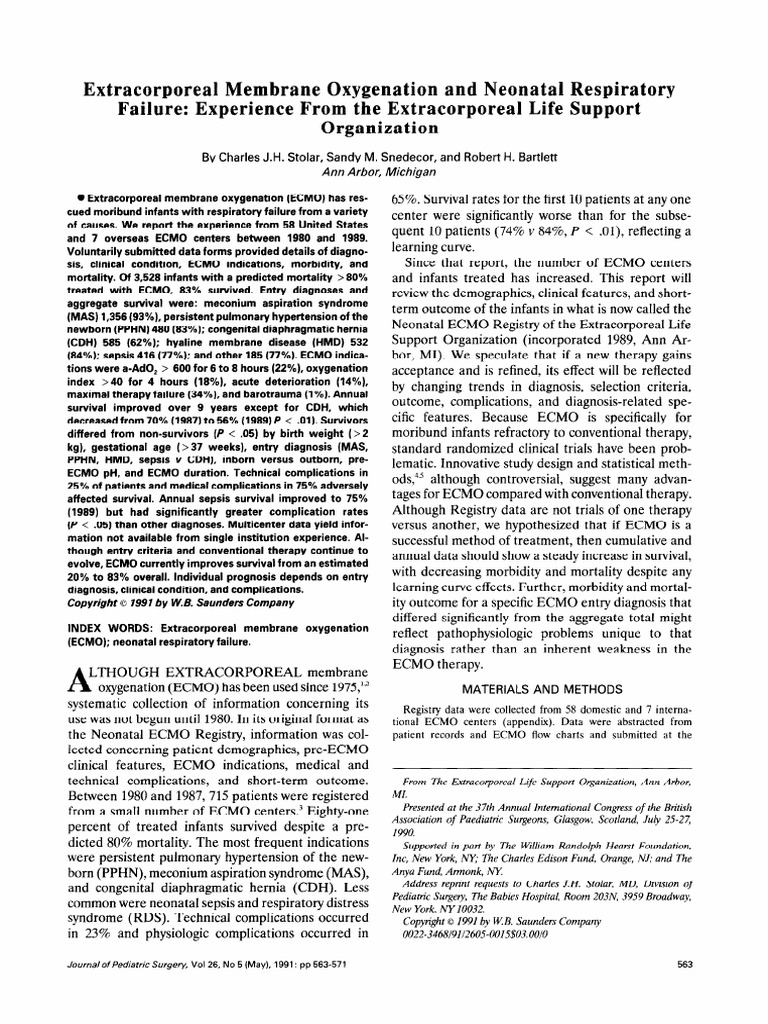 Extracorporeal Membrane Oxygenation and Neonatal Respiratory | PDF | Sepsis | Medical Specialties