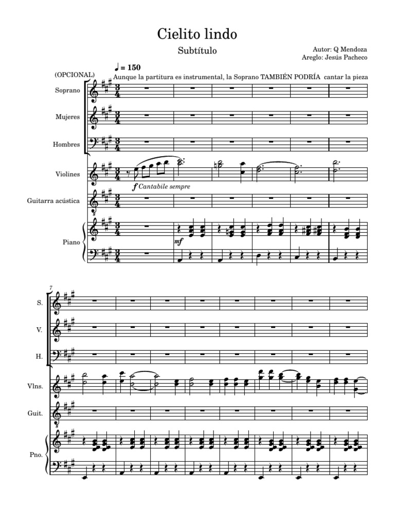 Cielito Lindo- Partitura transportada | PDF