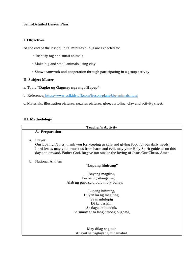 SEMI DETAILED LESSON PLAN MTB Revise | PDF