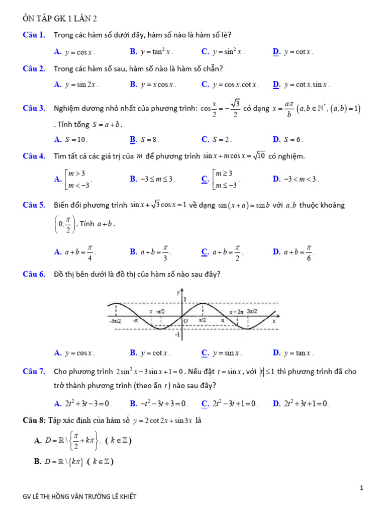 On Tap Kiem Tra GK 1 Phan 2. | PDF