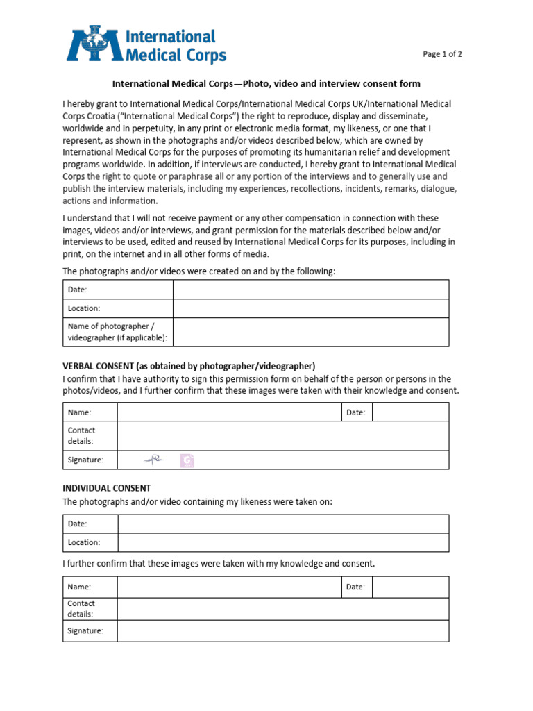 PhotoVideoInterview ConsentForm Nov2023 English Sitrep#14 | PDF | Consent | Image