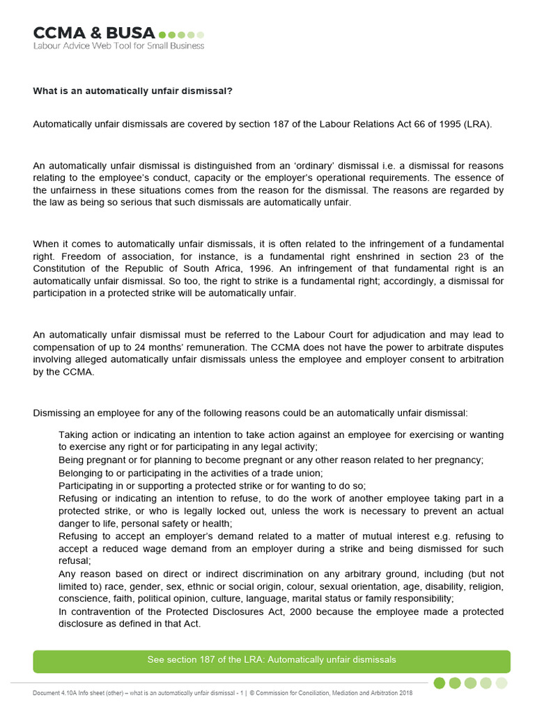 Document 4.10A Info Sheet Other What Is An Automatically Unfair Dismissal LW VP Ab 7 May 18 ...