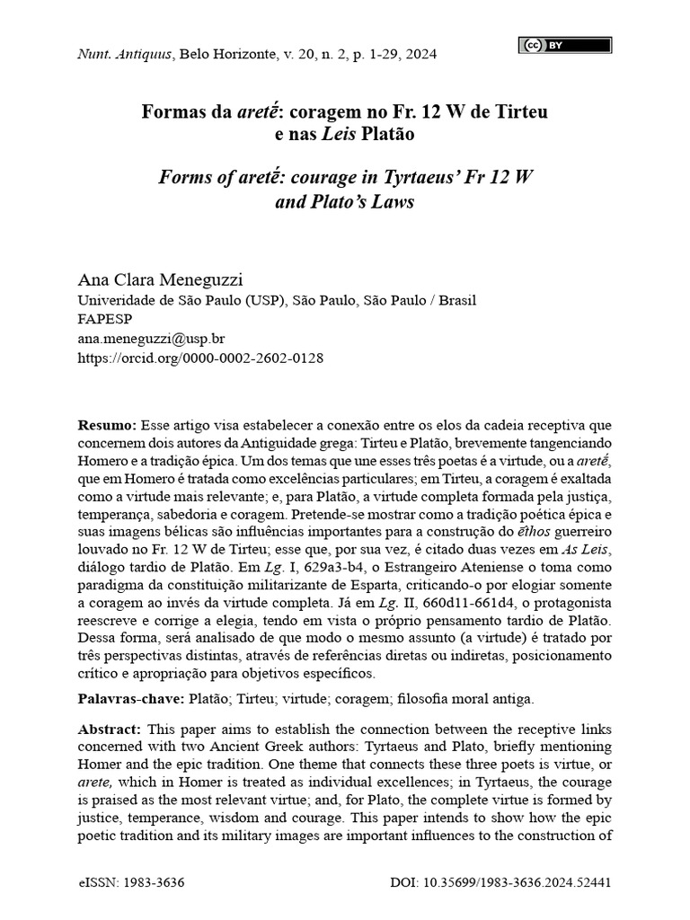 xx-20-2-2024-VAR-Meneguzzi-Formas+da+areté | PDF | Platão | Aquiles