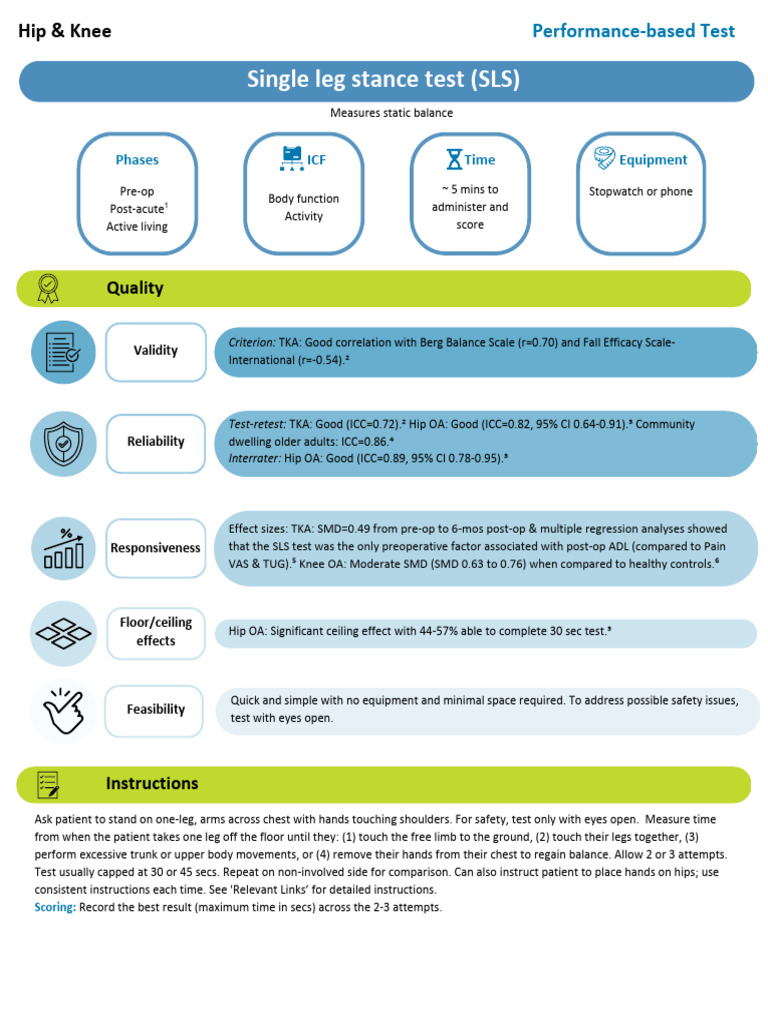 Single Leg Stance Test SLS | PDF | Hip