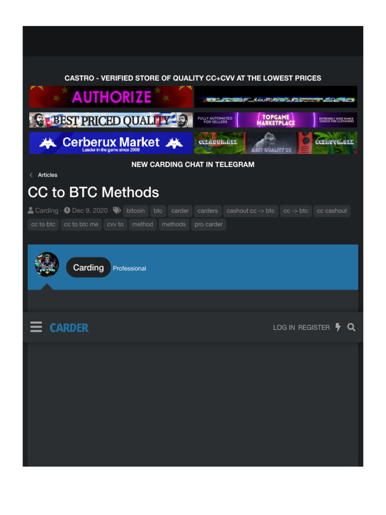 Carding Forum: CC to BTC Methods | PDF | Bitcoin | Credit Card