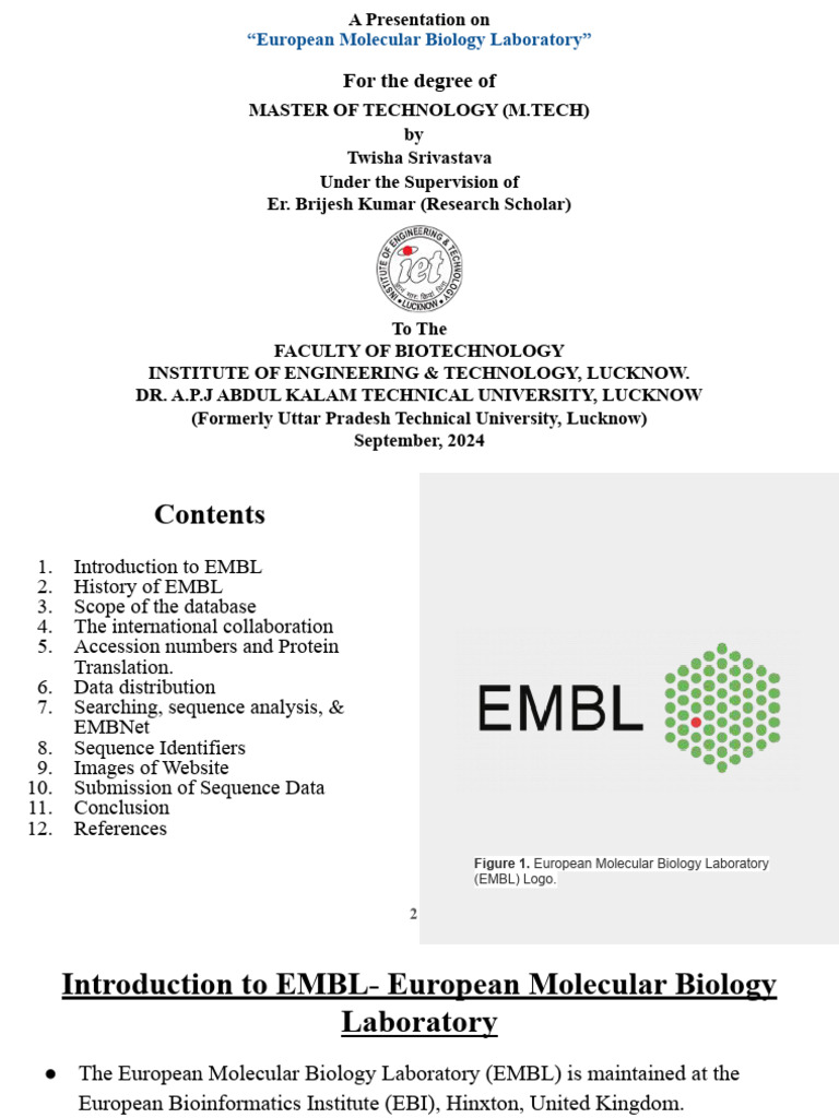 EMBL Presentation (Twisha) | PDF | Bioinformatics | Gen Bank