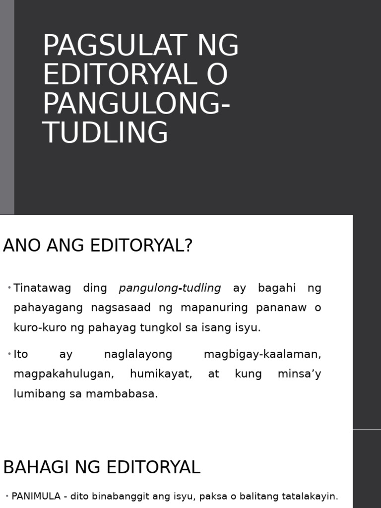 Pagsulat NG Editoryal o Pangulong-Tudling | PDF