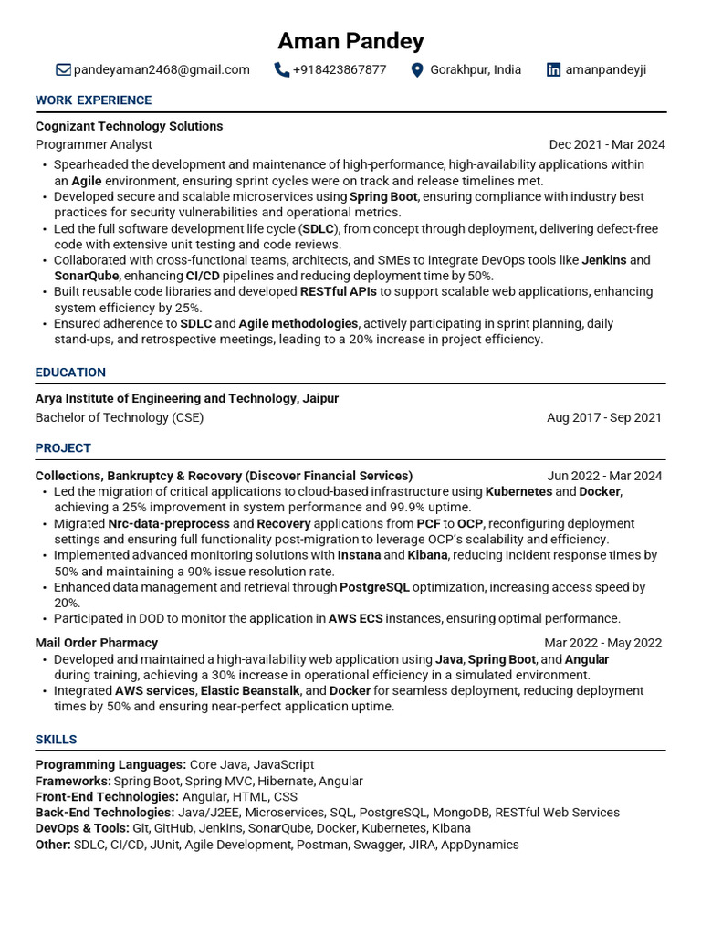 Aman Pandey Java + Angular | PDF | Software Development Process | Computing