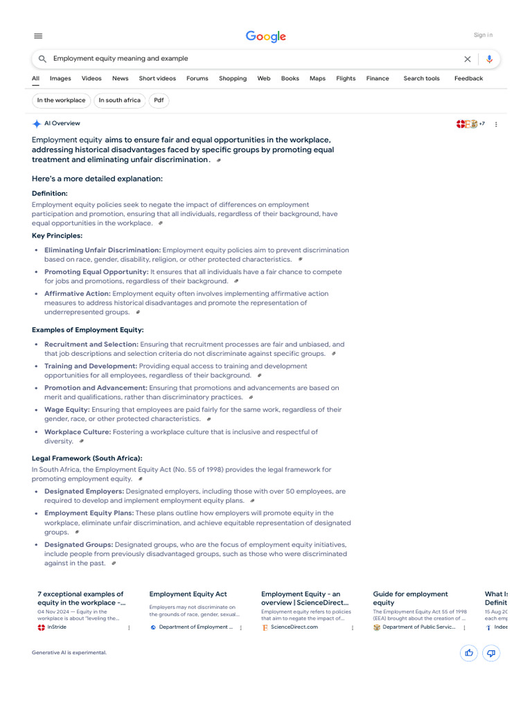 Employment Equity Meaning and Example - Google Search | PDF ...