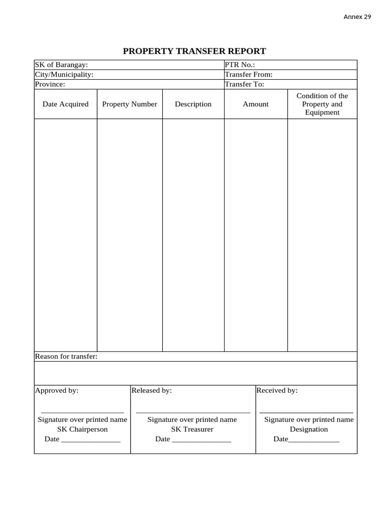 Annex 29 - Prperty Transfer Report | PDF