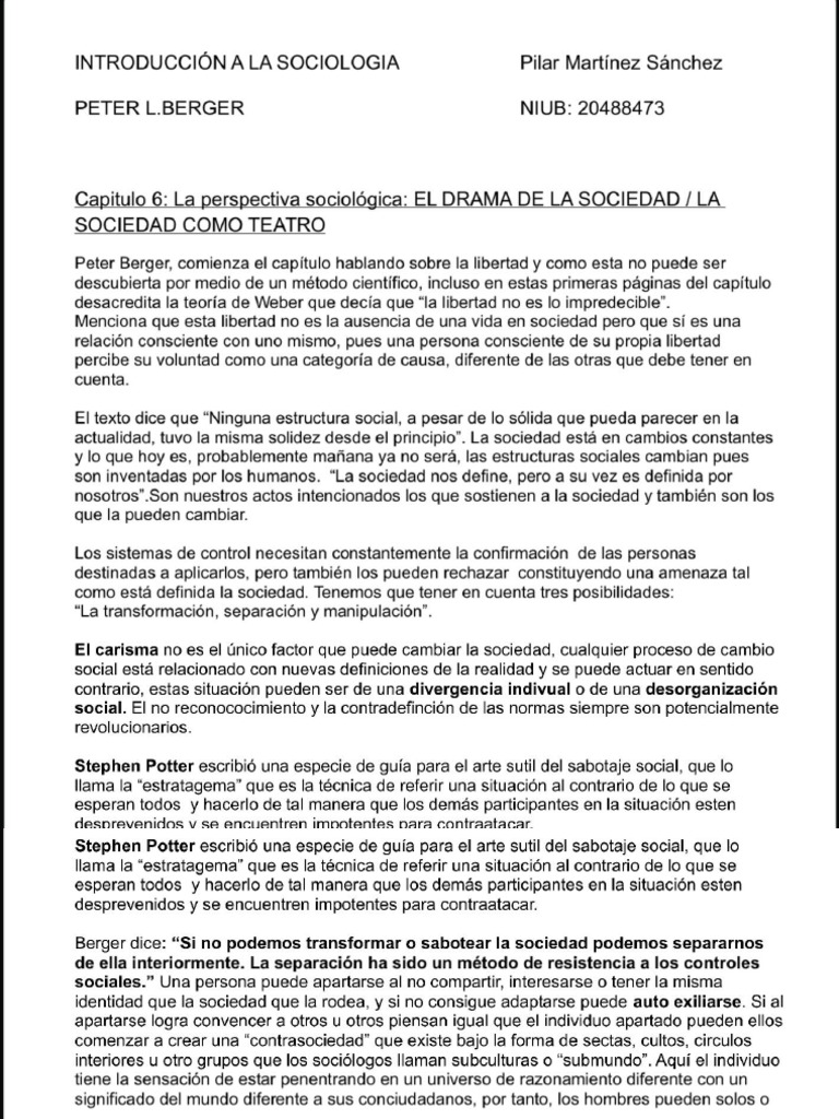 Capitulo 6 Resumen Berger | PDF