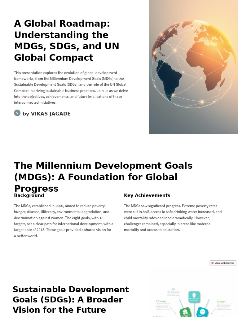A Global Roadmap Understanding The MDGs SDGs and UN Global Compact | PDF | Millennium ...