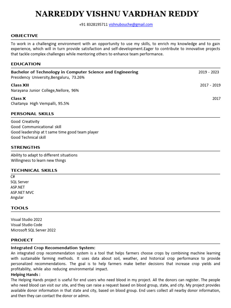 Vishnu Resume | PDF