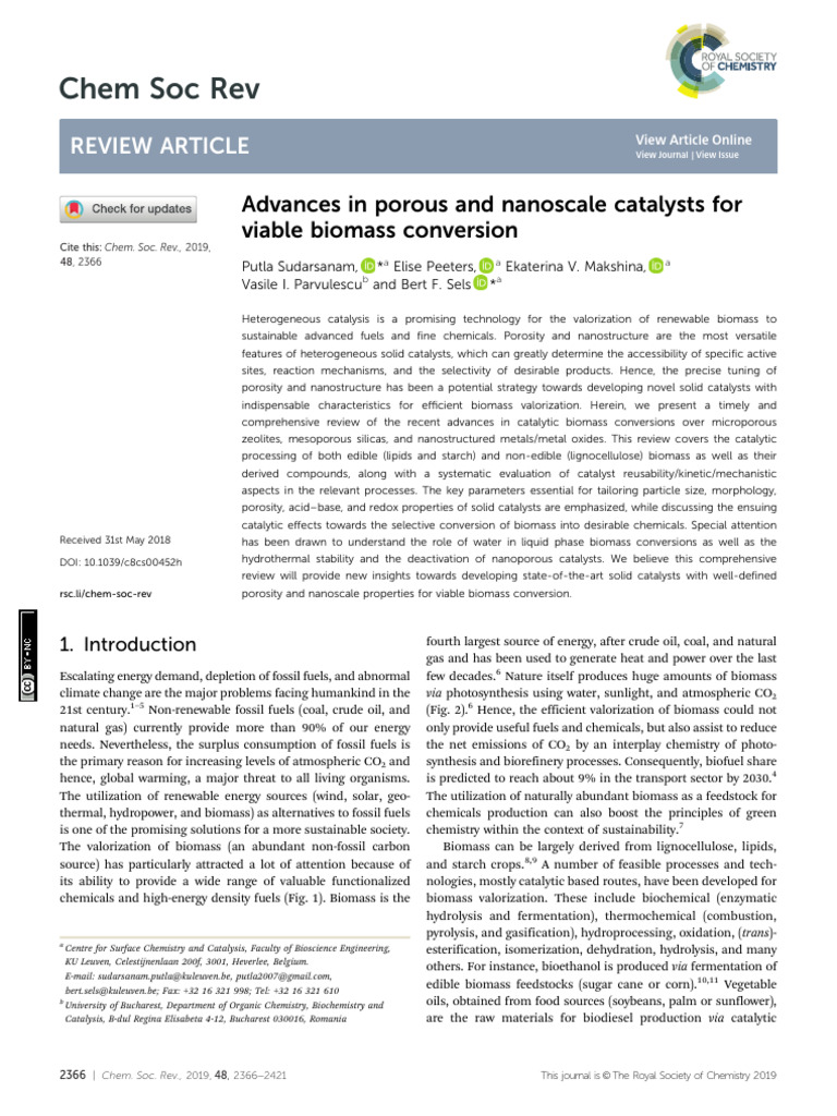 Advances in Porous and Nanoscale Catalysts For | PDF | Catalysis | Biofuel