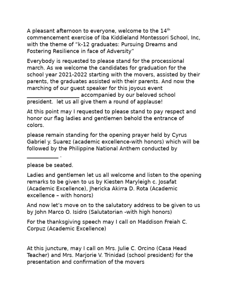 Flow-of-the-Program graduation 2022 | PDF