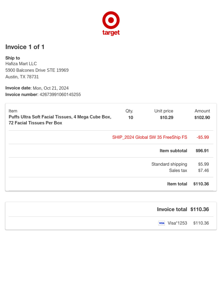 Invoice Details Puffs Hafiza Mart LLC | PDF