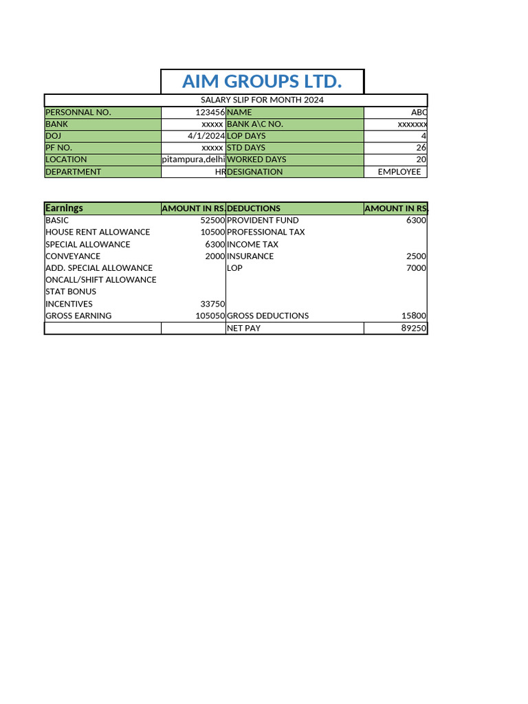 Assignment 1 Salary Slip | PDF
