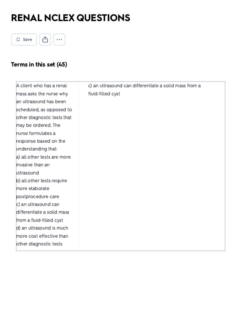 RENAL-NCLEX-QUESTIONS-Flashcards-_-Quizlet-1 | PDF | Edema | Hemodialysis