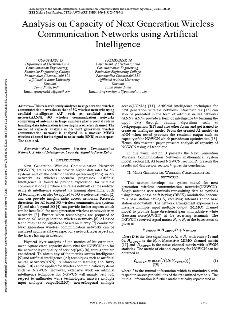 Analysis On Capacity of Next Generation Wireless Communication Networks ...