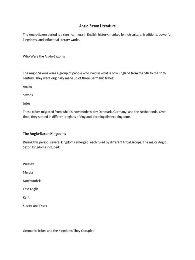 Anglo Saxon Literature Group 1 | PDF | Beowulf | Anglo Saxons