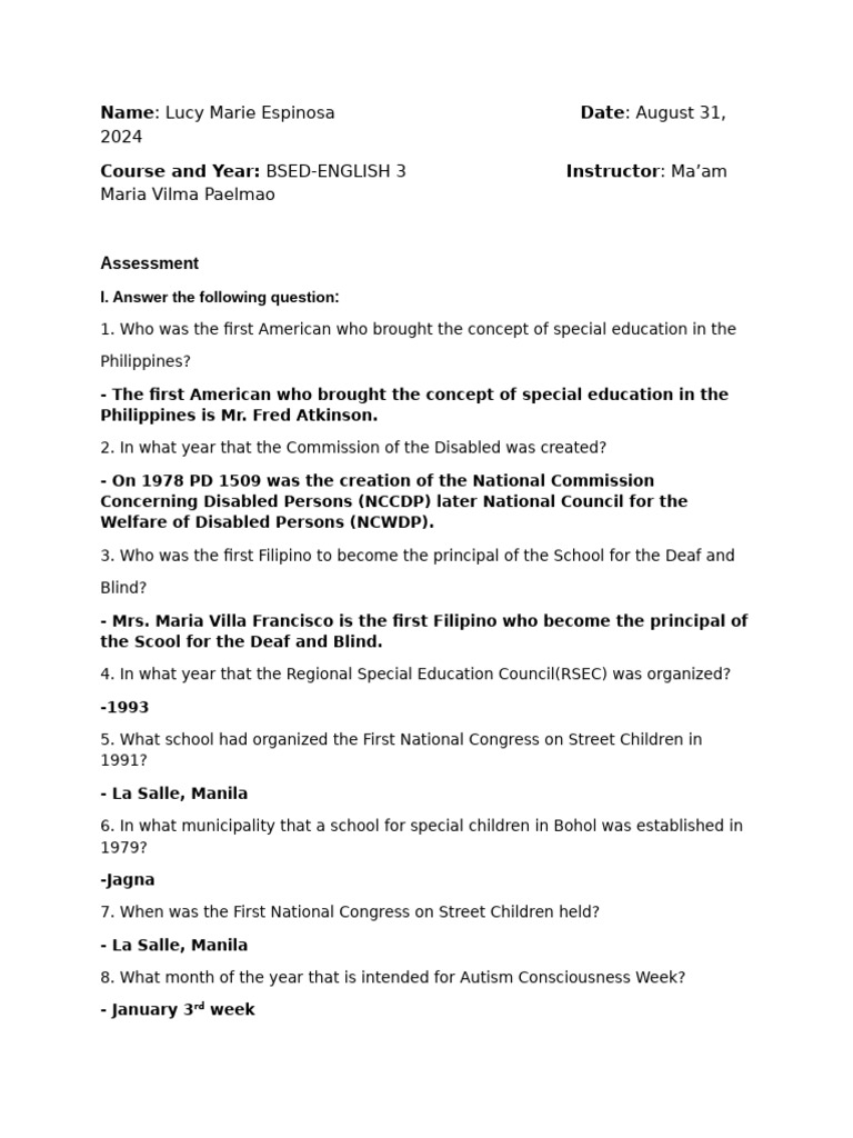 Questions Module 1 - 101309 | PDF | Special Education | Learning