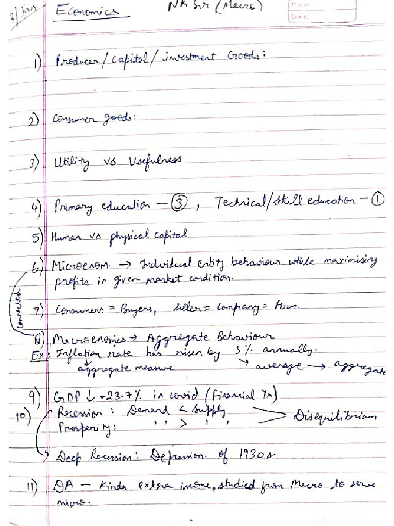 Economics Class Notes | PDF