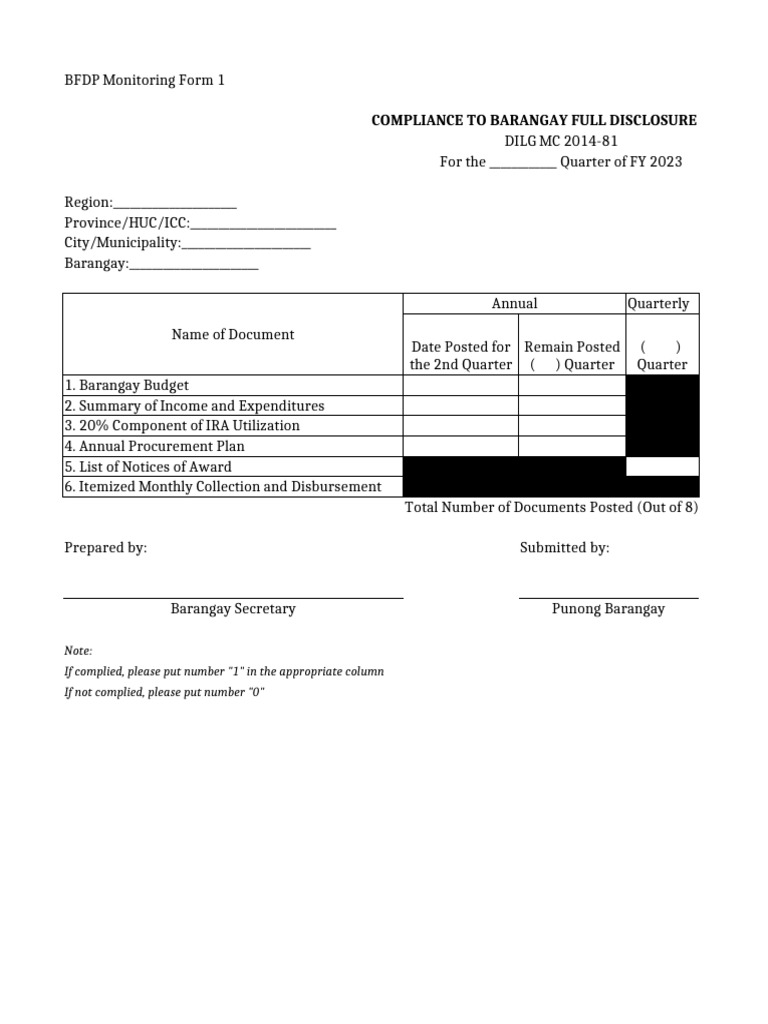 Template BFDP Form A | PDF