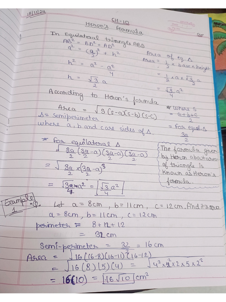Herons Formula Class 9B | PDF