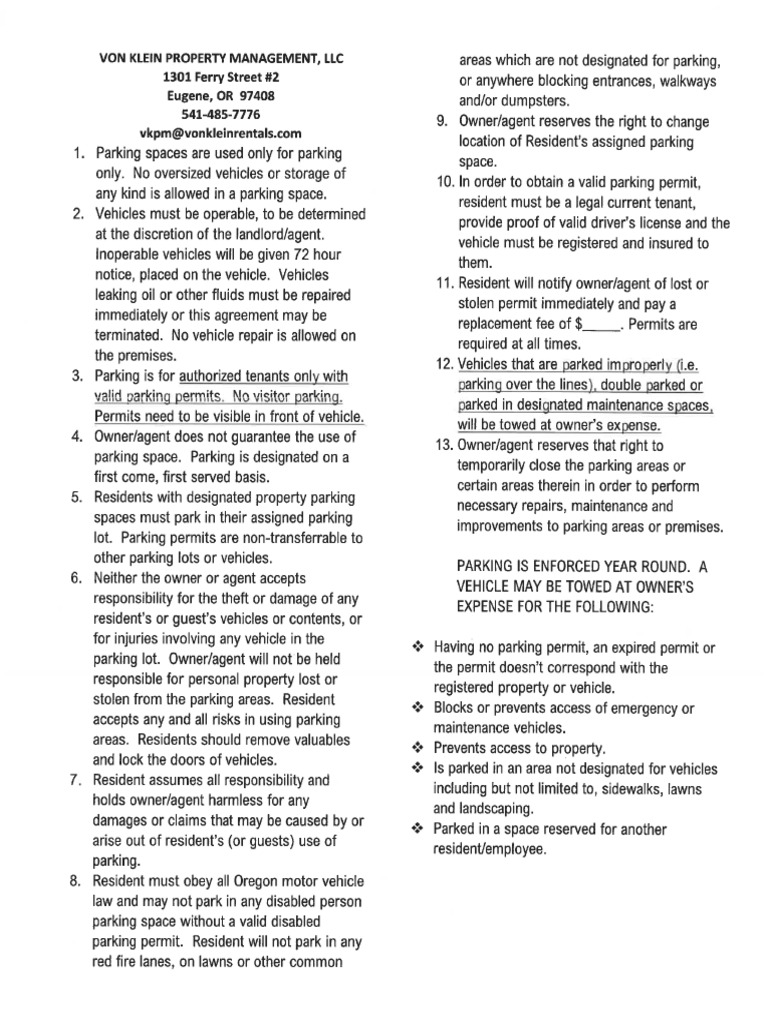 Parking Rules | PDF