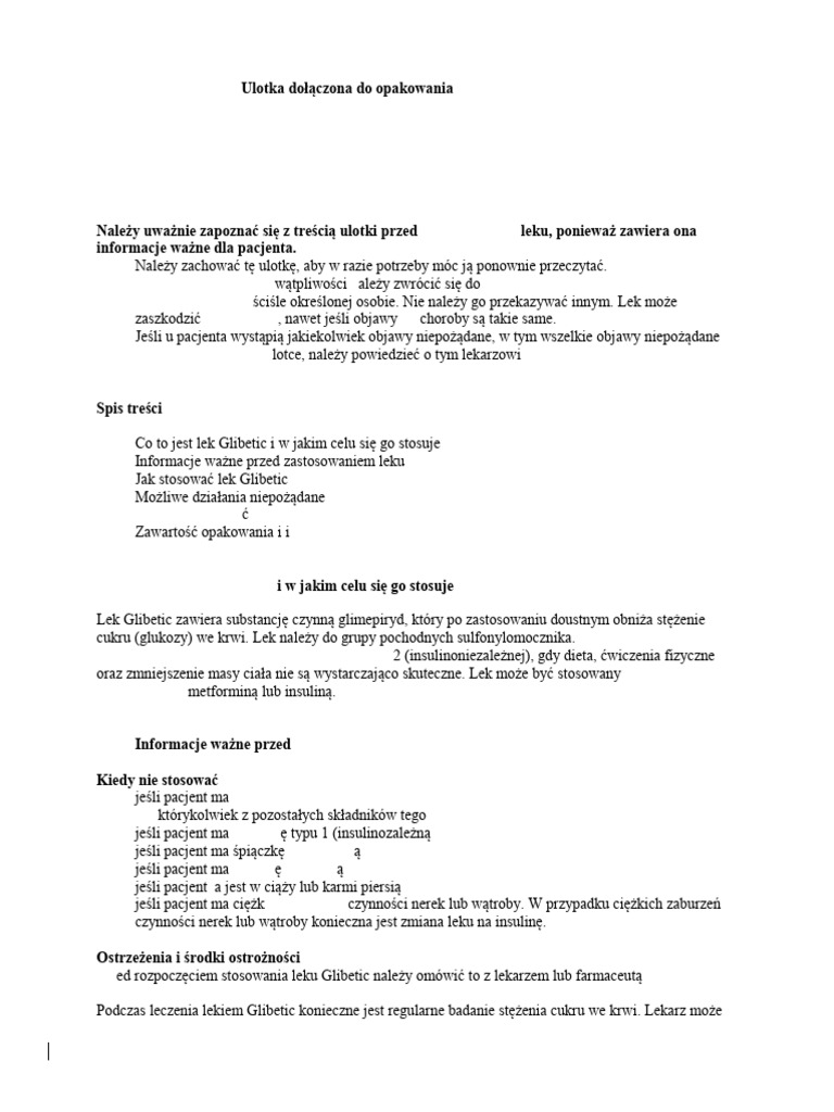 Ulotka Glibetic 4 MG Tabletki 4 MG | PDF