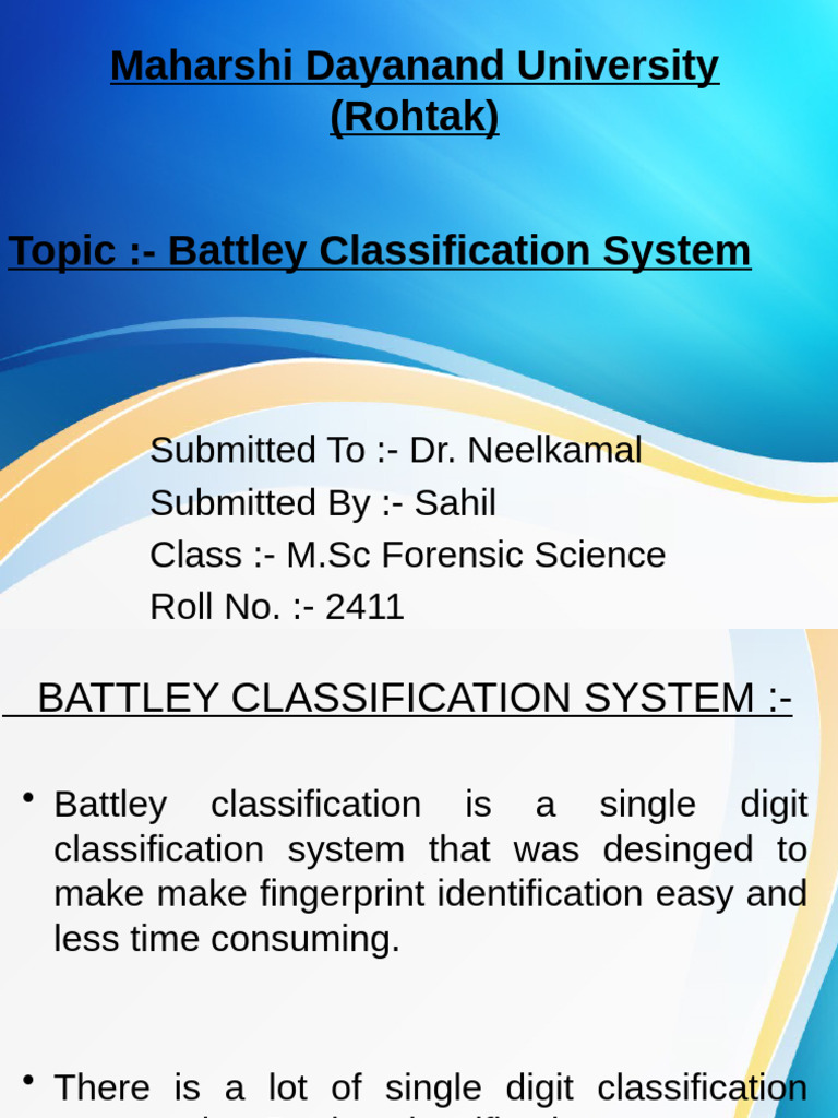 Battley Classification System Overview | PDF | Fingerprint | Forensic ...