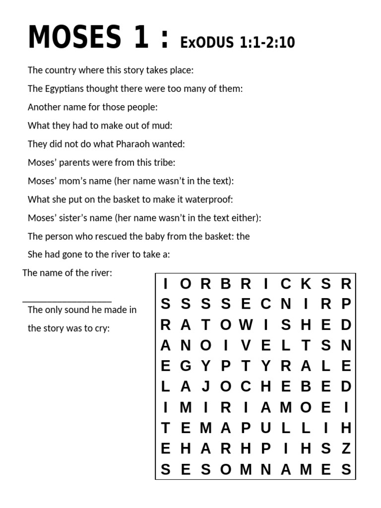 Josias Caal - 4BV Worksheet On Moses | PDF