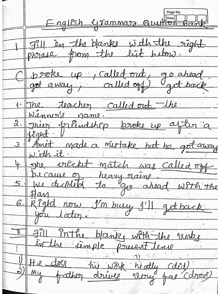 English Grammar Question Bank 6th Std-1 | PDF