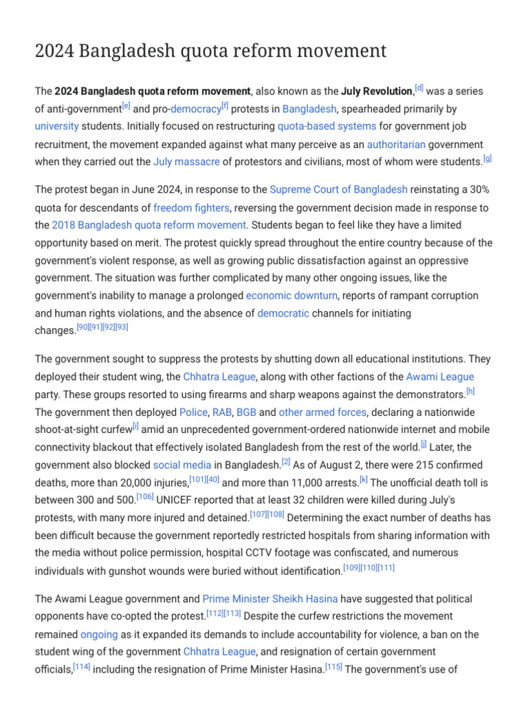 2024 Bangladesh Quota Reform Movement | PDF | Bangladesh