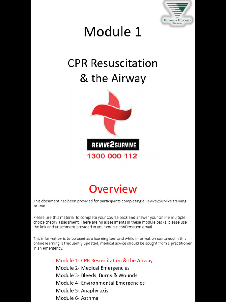 Module-1-CPR-V2.4-230424 | PDF | Cardiopulmonary Resuscitation | Breathing