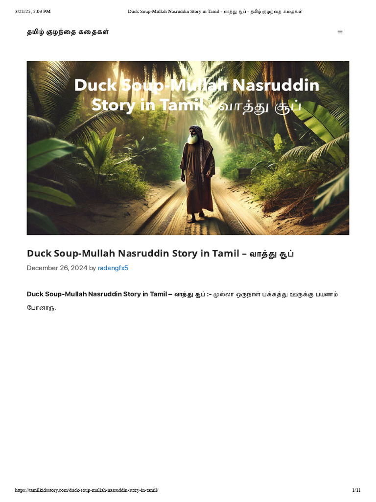 Tamil story_Duck Soup-Mullah Nasruddin Story in Tamil | PDF
