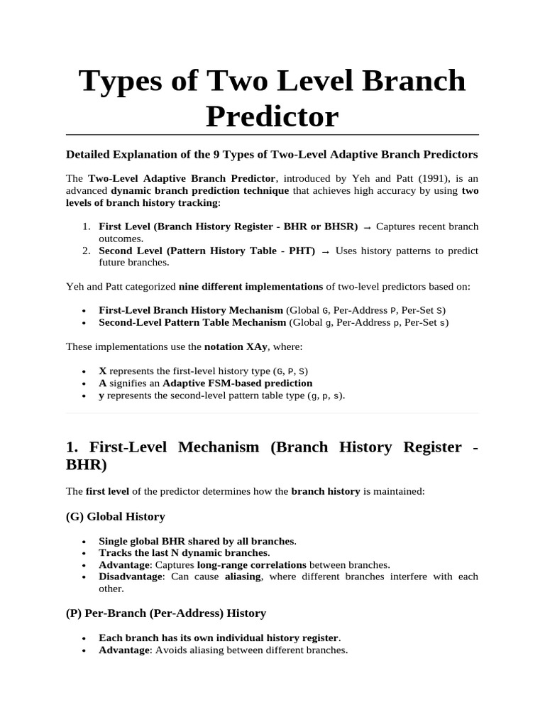 9 Types of Two Level Branch Predictor | PDF | Central Processing Unit ...